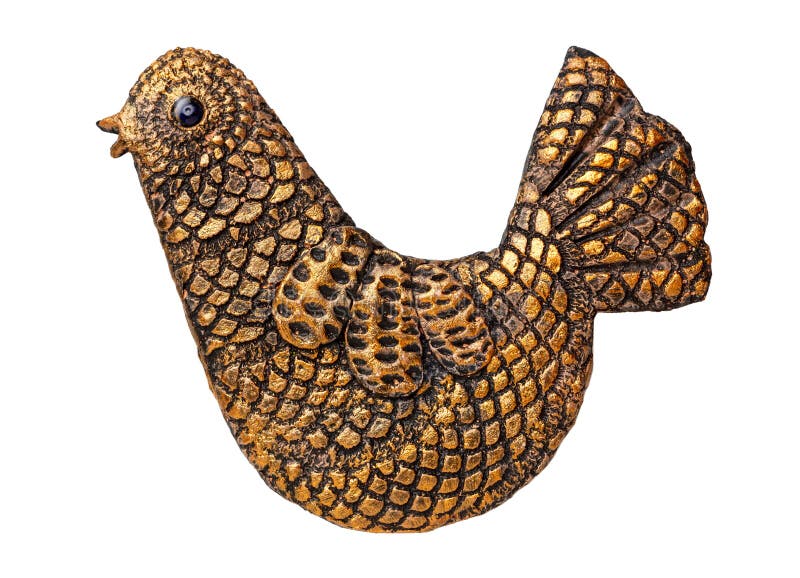 Decorative, Textured Ceramic Bird of Golden Color Stock Photo - Image ...