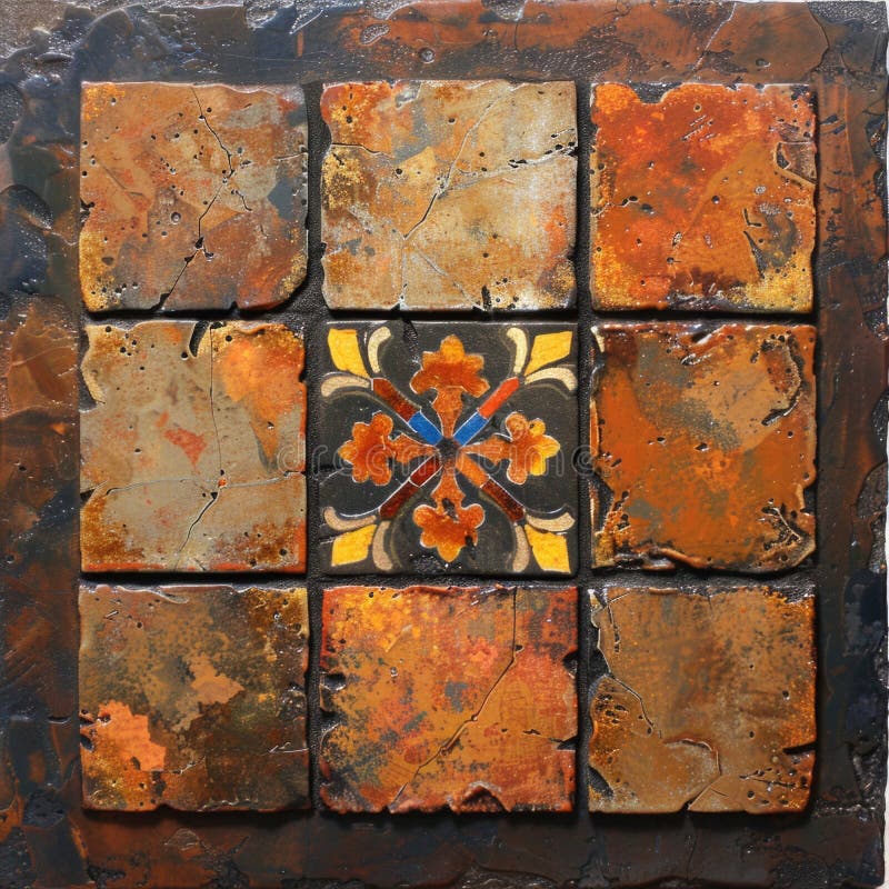 A Decorative Tile Featuring a Single Flower Motif Stock Photo - Image ...