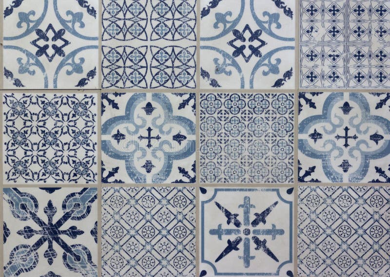 Decorative Tile Pattern Patchwork Design - Blue, White Stock Photo ...