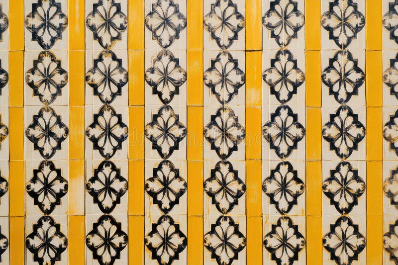 Decorative Tile Patterns in Vivid Yellow and Black Stock Image - Image ...