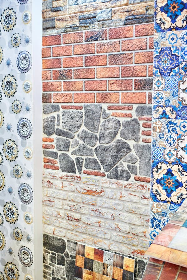 Decorative Tiles in the Form of Bricks Wall Panels in Exhibition Stock ...
