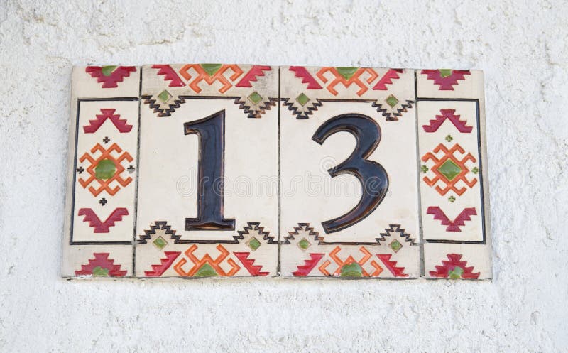 Decorative Tiles with Number Thirteen Stock Image - Image of label ...
