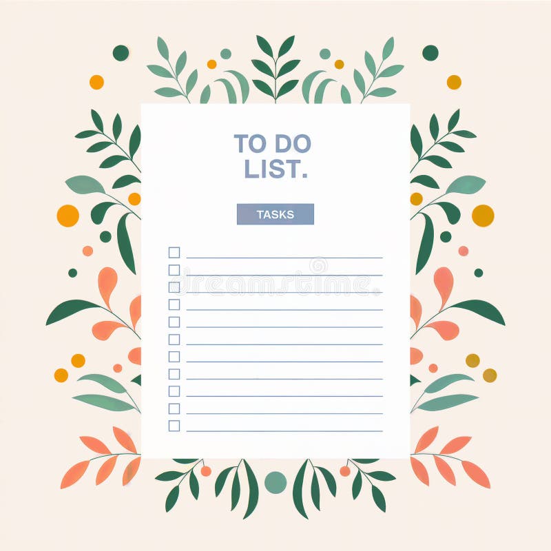 A Decorative To-do List Features Elegant Floral Designs Stock ...