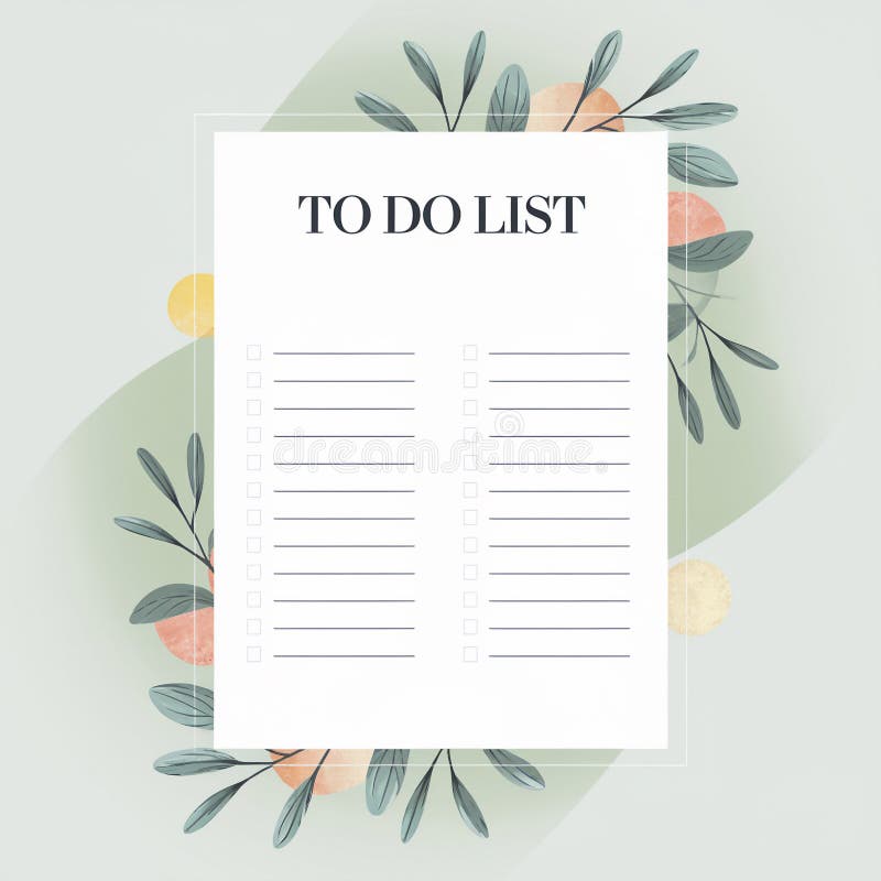 A Decorative To-do List Features Elegant Floral Designs Stock ...