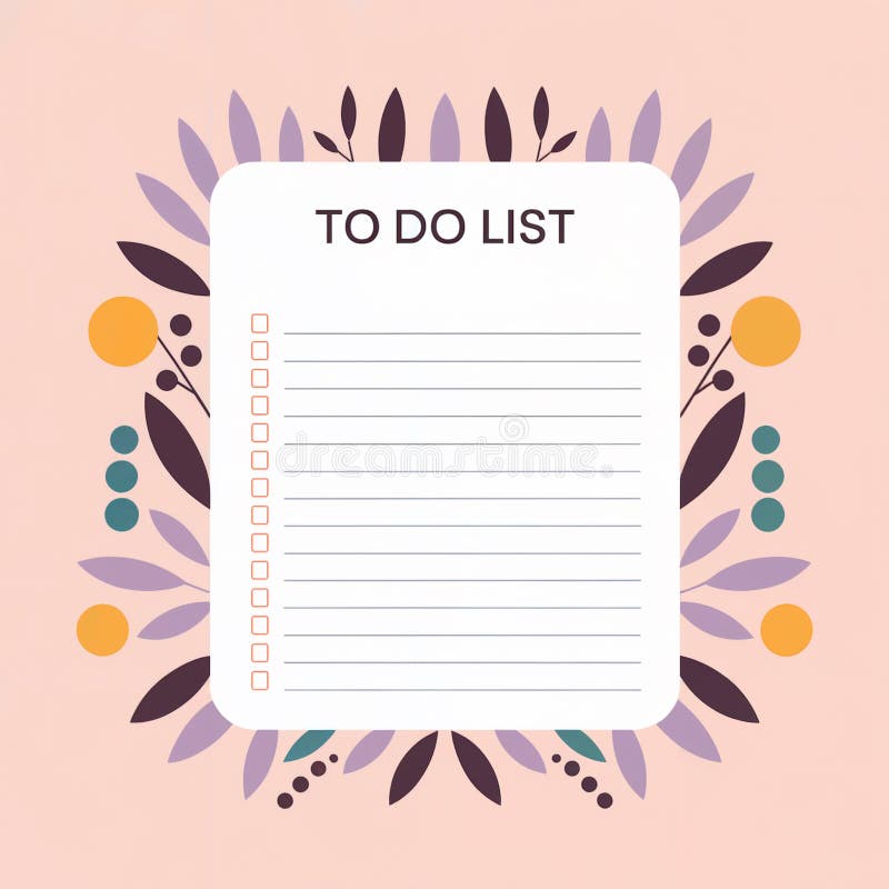 A Decorative To-do List Features Elegant Floral Designs Stock ...