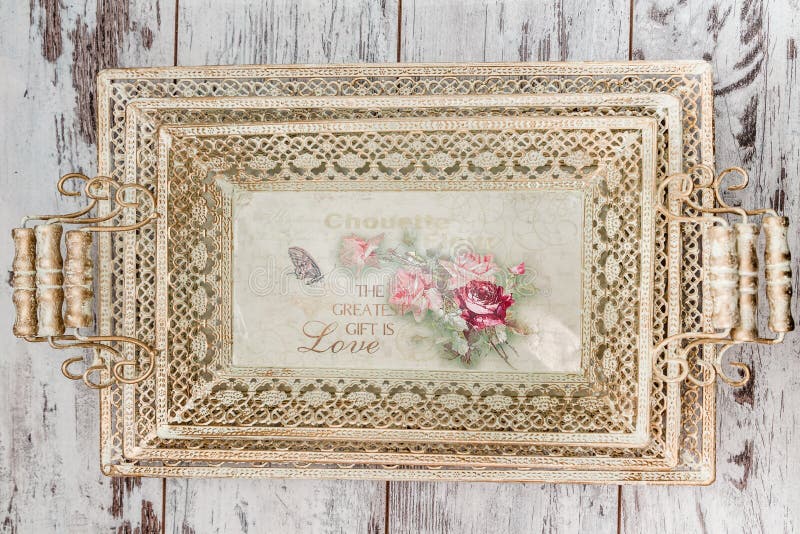 Decorative Tray with Floral Pattern Stock Image - Image of presentation ...
