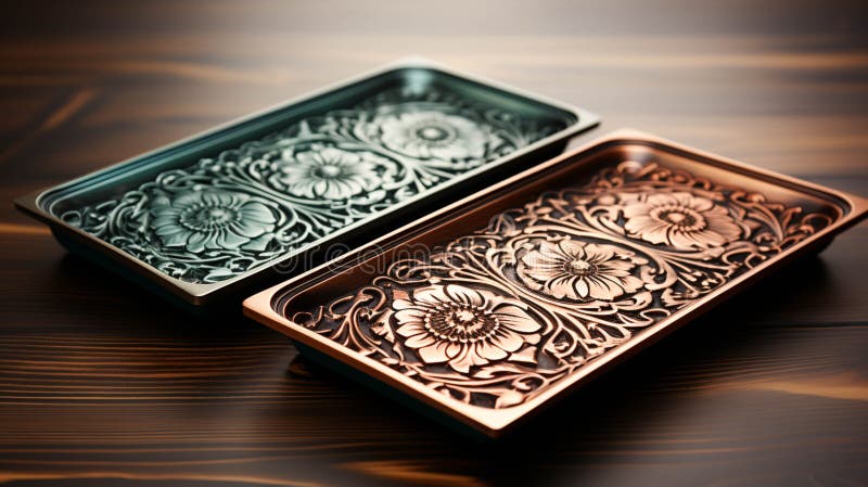 Decorative Trays Isolated on White Background Stock Photo - Image of ...