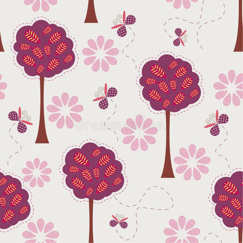 Decorative trees stock vector. Illustration of wallpaper - 28052369