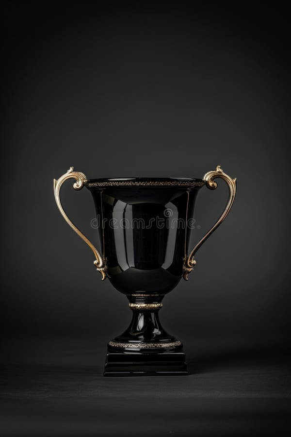 A Decorative Trophy with a Black Base and Golden Details Placed on a ...