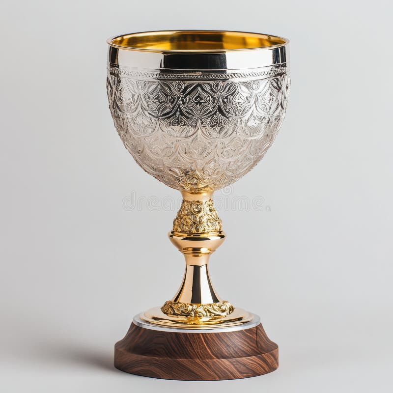 A Decorative Trophy with a Silver and Gold Finish on a Wooden Base ...