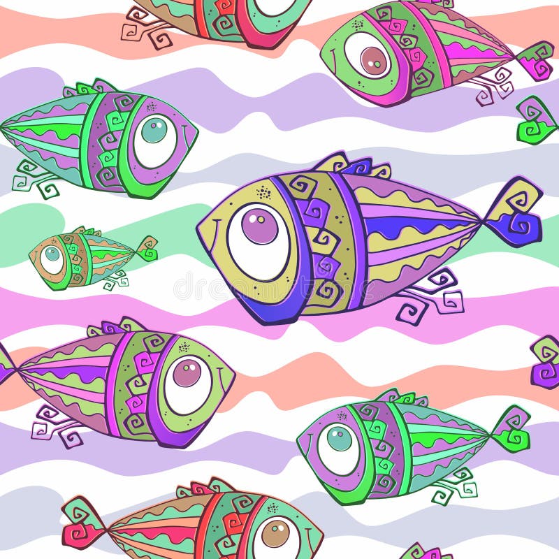 Decorative Tropical Fish. Seamless Pattern Stock Illustration ...