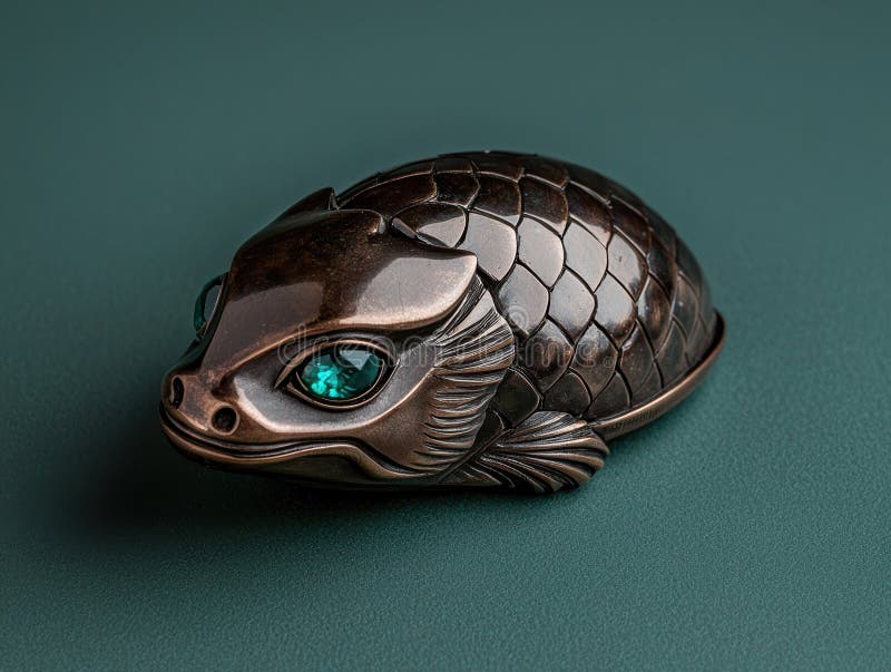 A Decorative Turtle Figure with Emerald Eyes. Stock Illustration ...
