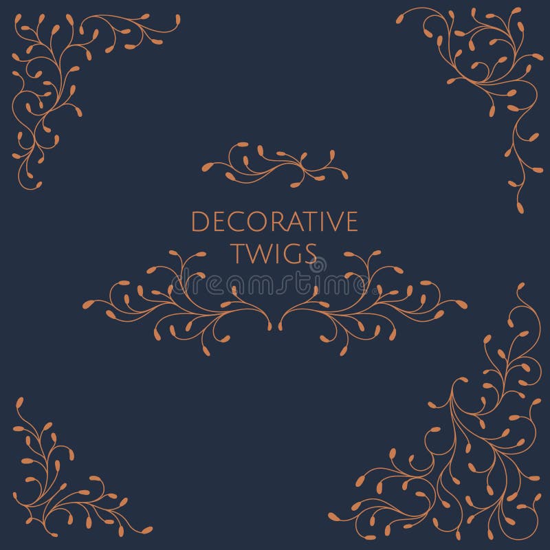 Decorative Twigs. Corners and Borders Stock Vector - Illustration of ...
