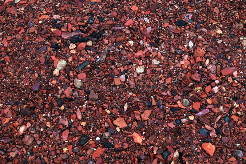 Decorative Uniform Coating of Red Crushed Stone Stock Image - Image of ...
