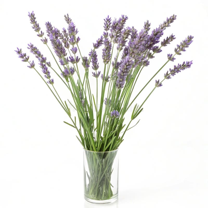 Vase of Lavender Flowers Isolated on White Background Stock ...