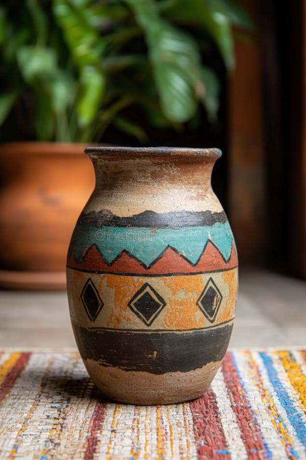 A Decorative Vase with Geometric Patterns. Stock Illustration ...