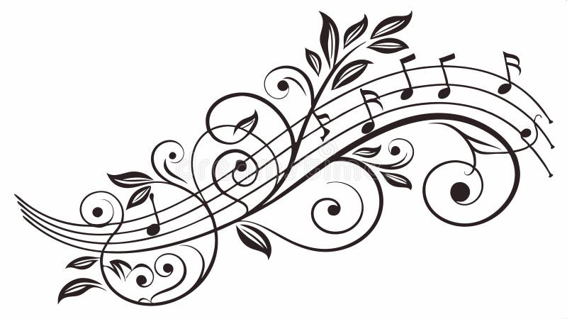 Music Notes and Floral Corner, Decorative Musical Design, Vector Art ...