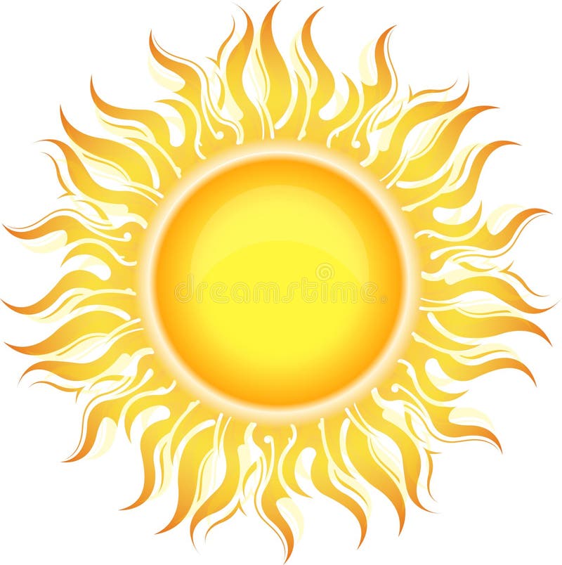 Colorful Cartoon Sun Symbol with Caption Hello Summer!. Vector I Stock ...