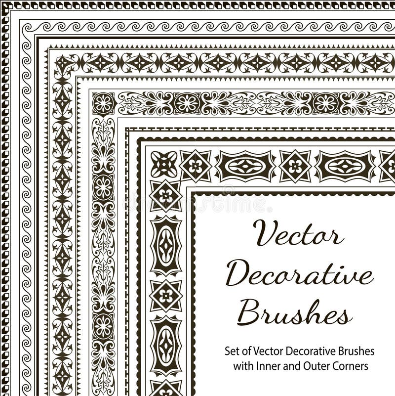 Decorative Vector Brushes with Inner and Outer Corner. Stock Vector ...