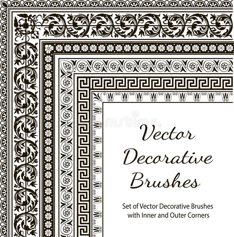 Decorative Vector Brushes with Inner and Outer Corner. Stock Vector ...