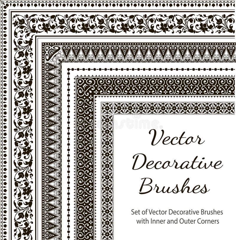 Decorative Vector Brushes with Inner and Outer Corner. Stock Vector ...