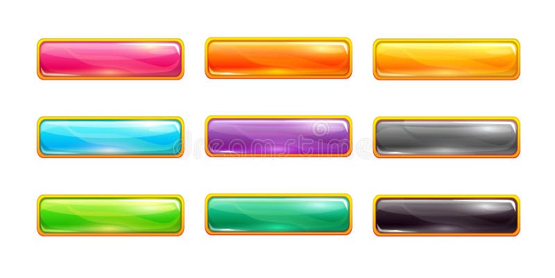 Decorative Vector Colorful Long Buttons Set. Stock Vector ...