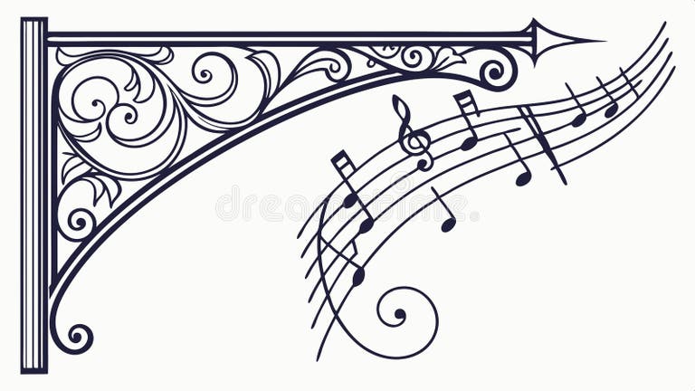 Music Notes Corner Ornament, Decorative Musical Element, Vector Design ...