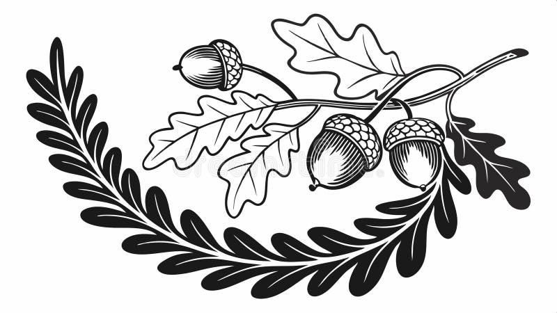 Oak Leaf and Acorn Branch, Nature Design, Decorative Vector Art Element ...
