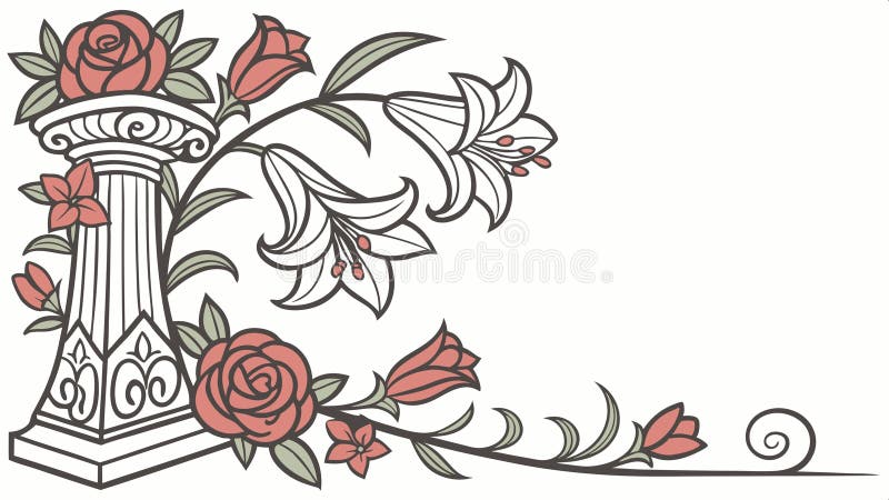Floral Arrangement Column Element Botanical Graphic Vector Design ...