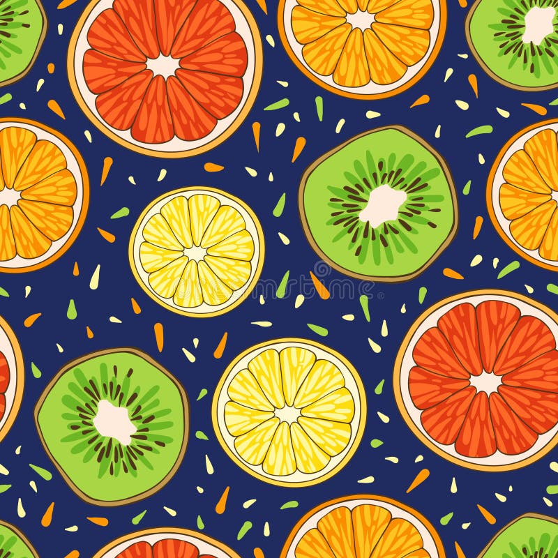 Vector Seamless Pattern with Different Cut Fruits Stock Vector ...