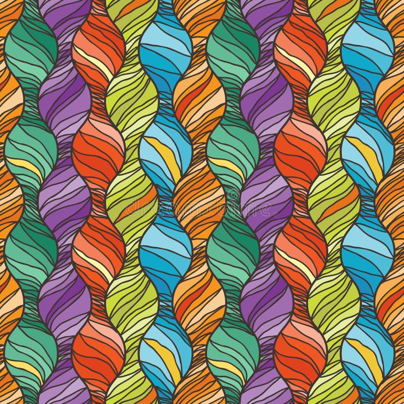 Decorative Vector Seamless Wave Pattern. Endless Illustration with ...