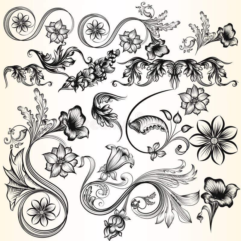Set of Vector Swirls in Vintage Style for Design Stock Vector ...