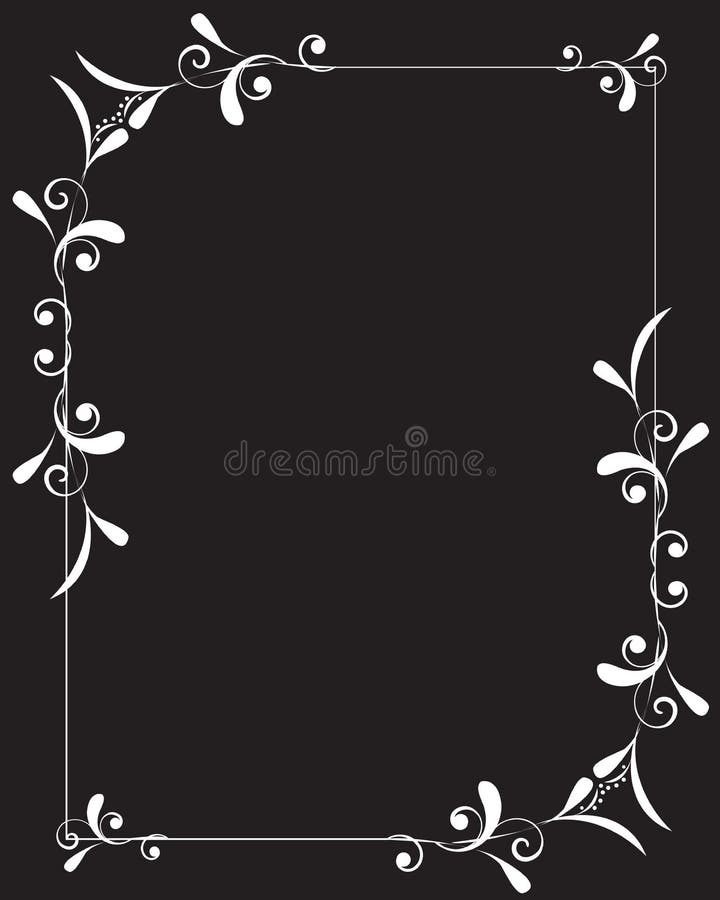 Decorative Vertical Frame Border on Black Background Stock Vector ...