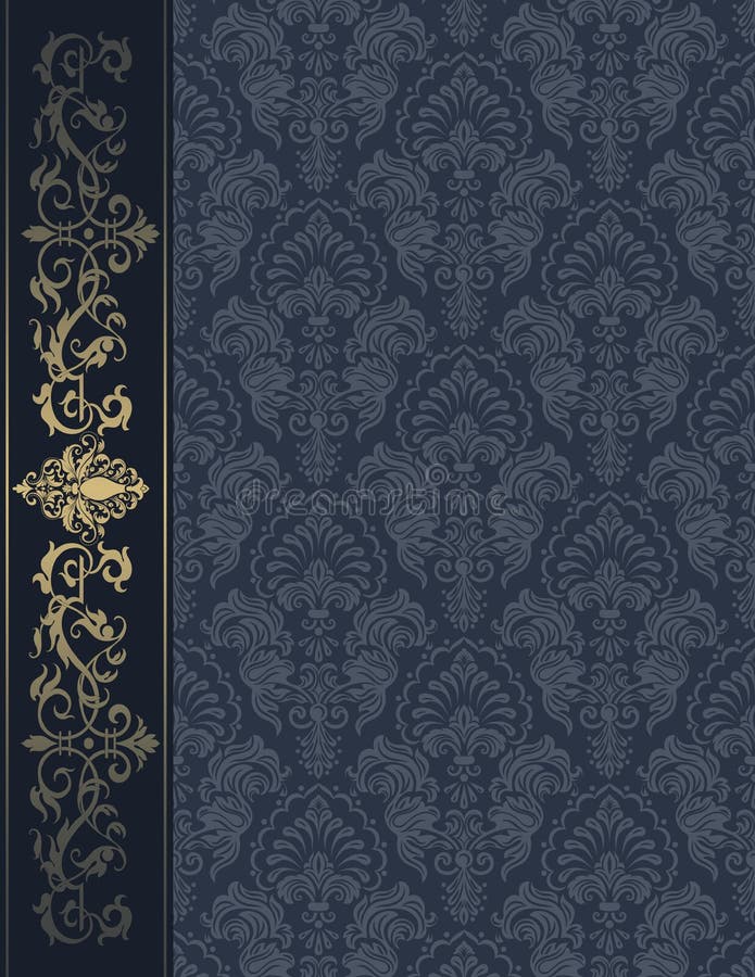 Dark Decorative Background with Vintage Patterns. Stock Illustration ...