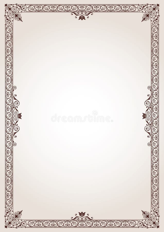 Decorative Vintage Border Frame Background Stock Vector - Illustration ...
