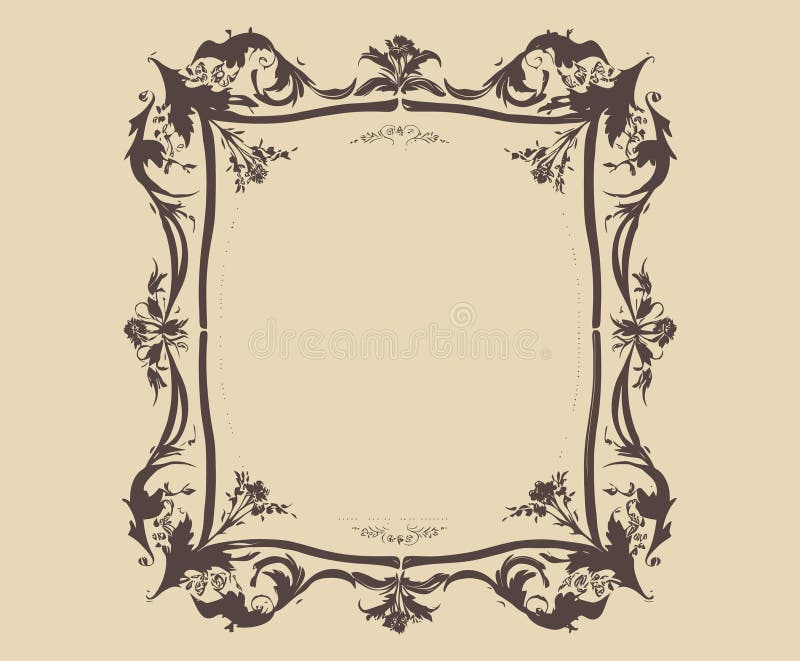 Decorative Vintage Frame and Elements with Flowers in Antique Style ...