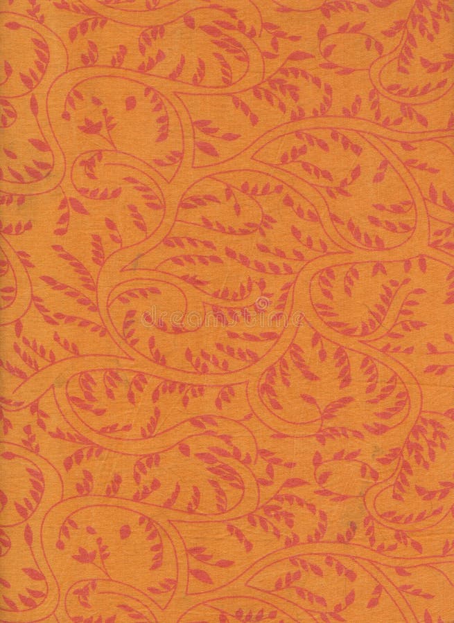 Decorative Vintage Orange Floral Fabric Pattern Stock Photo - Image of ...