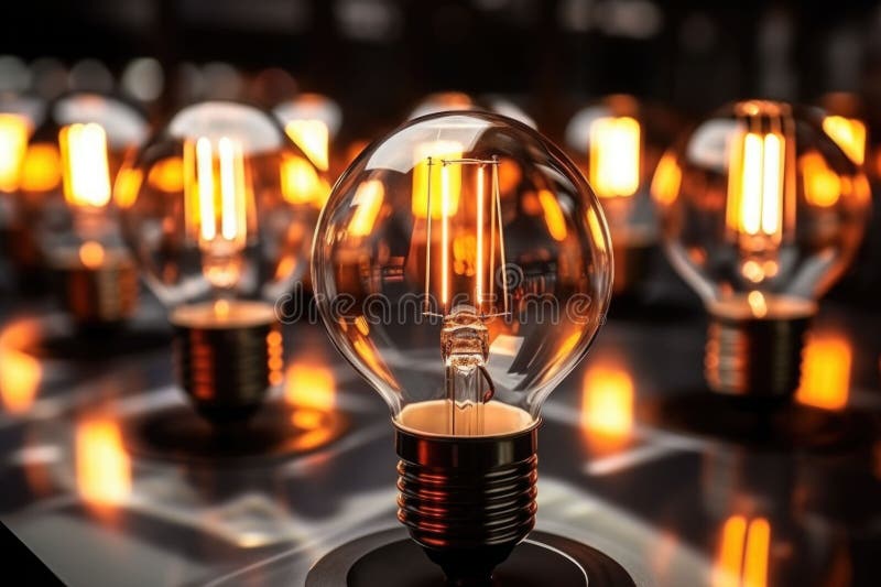 Decorative Vintage Style Filament Light Bulbs. Generative AI Stock ...