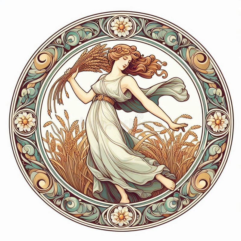 Decorative Virgo Maiden Horoscope Stock Illustration - Illustration of ...