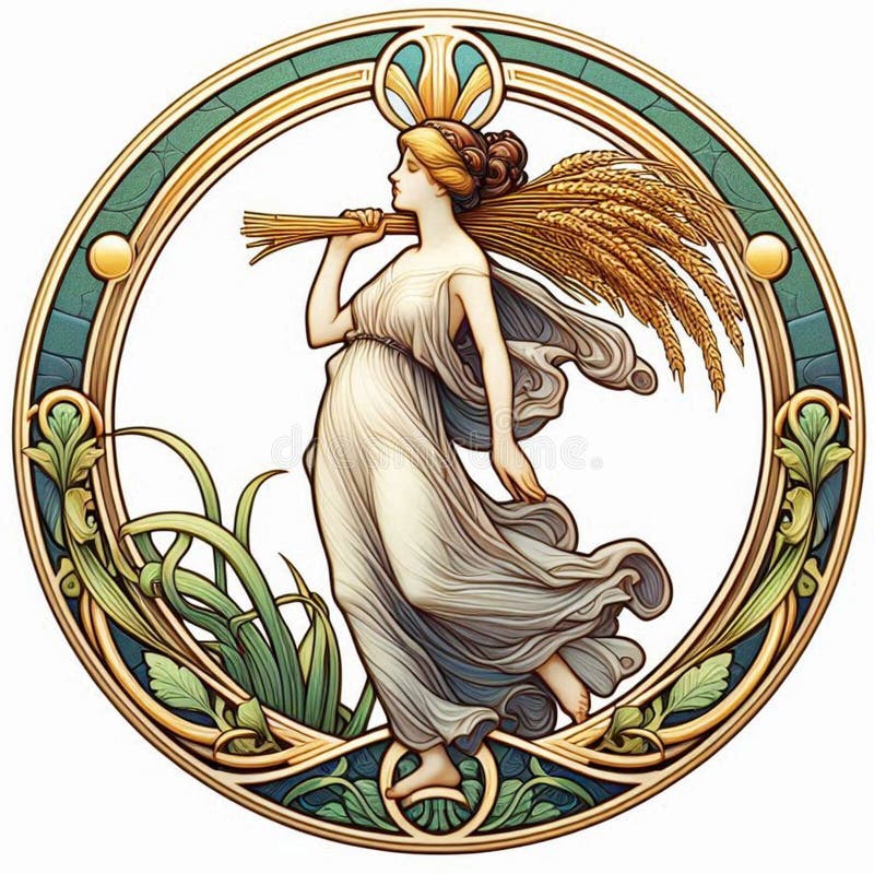 Decorative Virgo Maiden Horoscope Stock Illustration - Illustration of ...