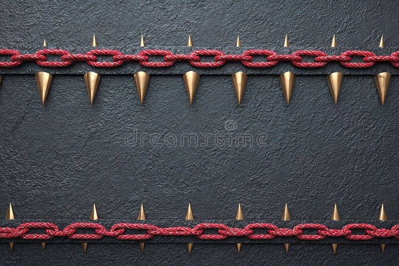 Decorative Wall Design Featuring Chains and Spikes in a Dark Setting ...