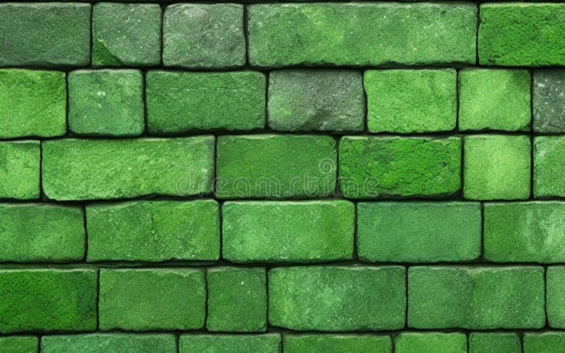 Wall Made of Green Large Bricks. Generative AI. Stock Illustration ...