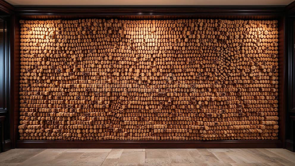 Decorative Wall Made of Hundreds of Wine Corks Creating Textured ...