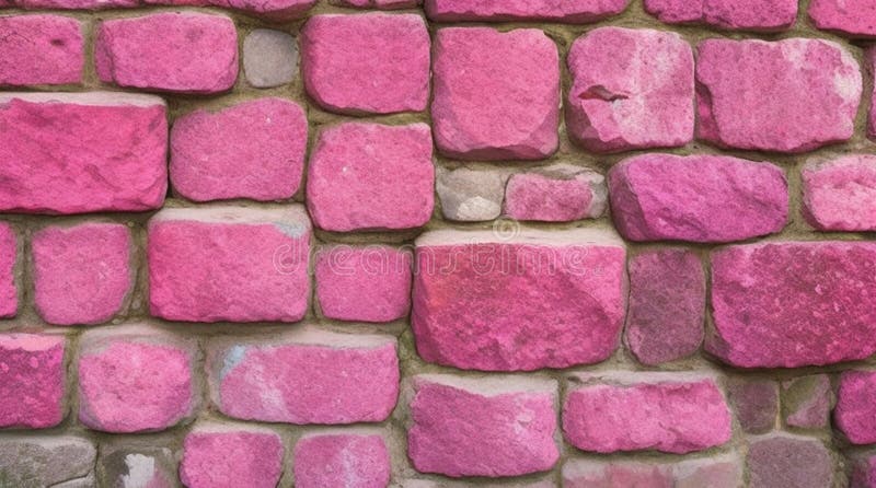 Wall Made of Pink Large Bricks. Generative AI. Stock Illustration ...