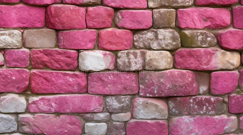 Wall Made of Pink Large Bricks. Generative AI. Stock Illustration ...