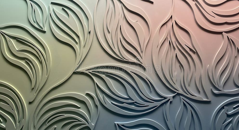 A Decorative Wall Mural Featuring an Embossed Leaf Pattern. the Design ...