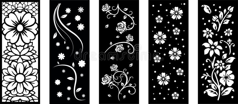 Decorative Wall Panels Set, Pattern with Abstract Flowers Stock Vector ...
