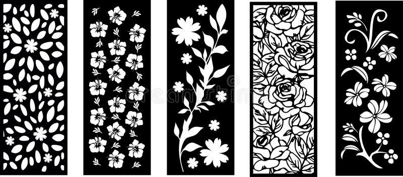 Decorative Wall Panels Set, Pattern with Abstract Flowers Stock Vector ...