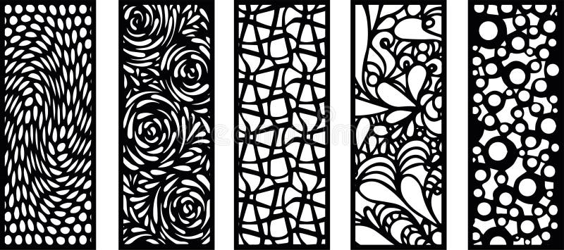Decorative Wall Panels Set, Pattern with Abstract Flowers Stock Vector ...