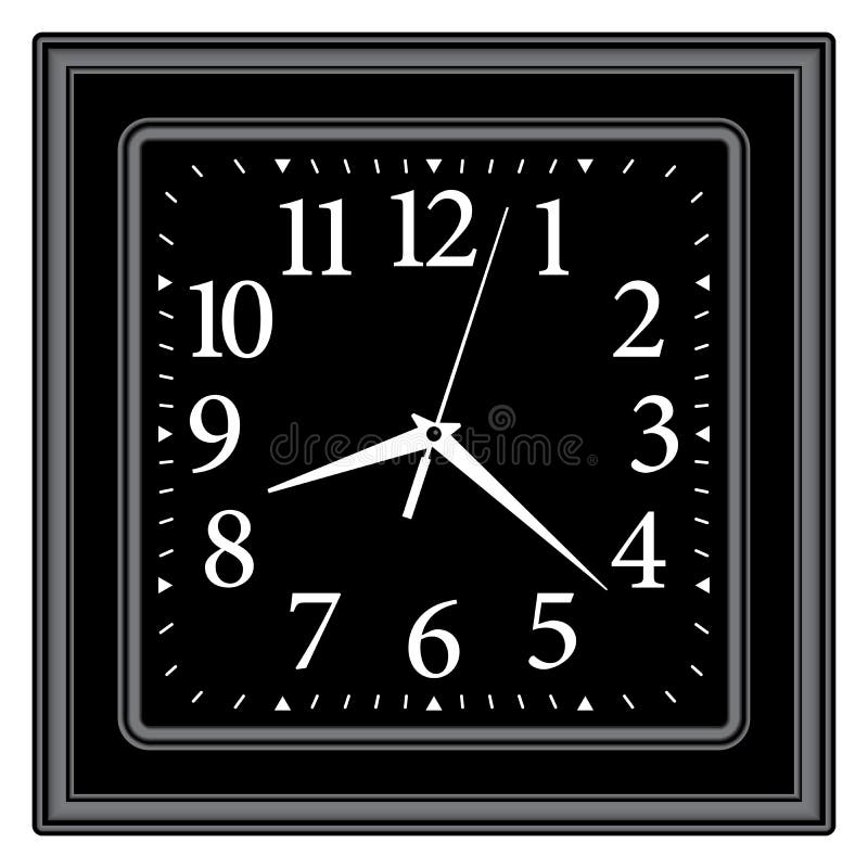 Black Square Wall Clock. Home Decor. Vector Illustration Stock Vector ...